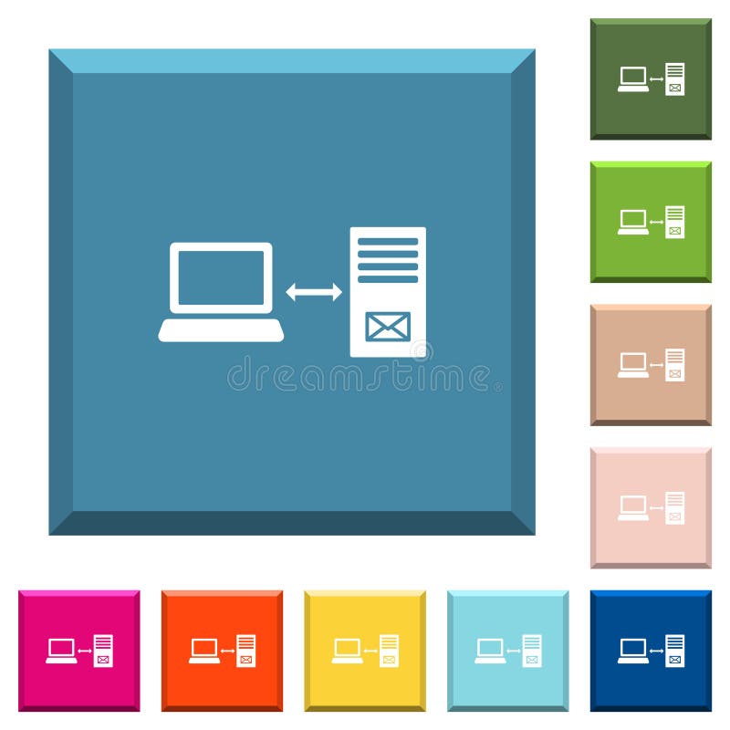 Syncronize Computers White Icons on Edged Square Buttons Stock Vector ...