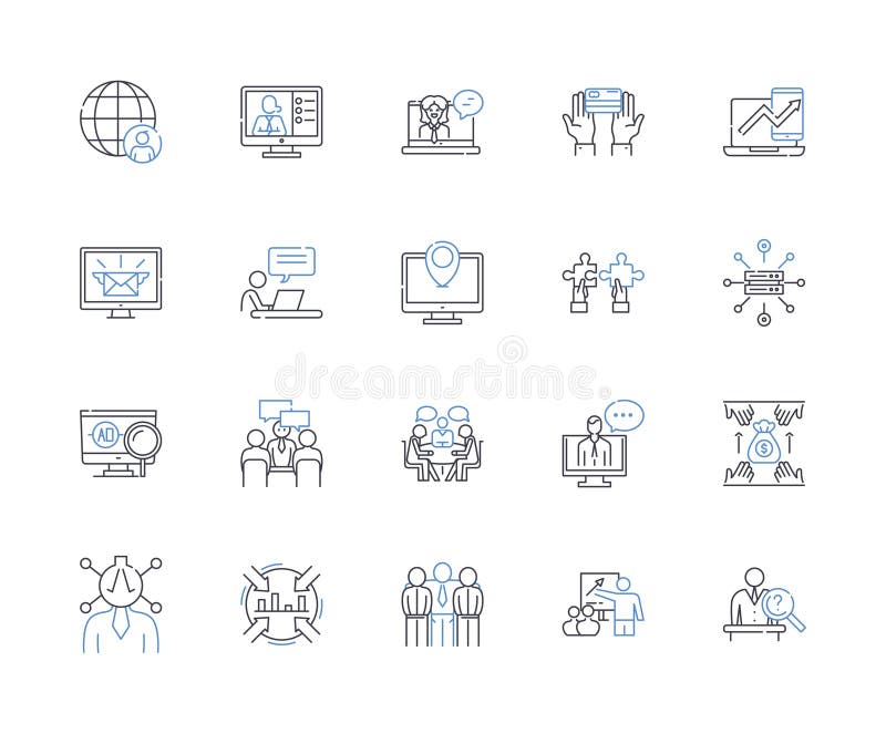 Synergistic Group Line Icons Collection. Collaboration, Cooperation ...