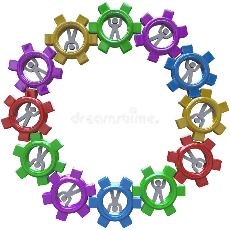 People Turning in Gears - Synergy Stock Illustration - Illustration of ...