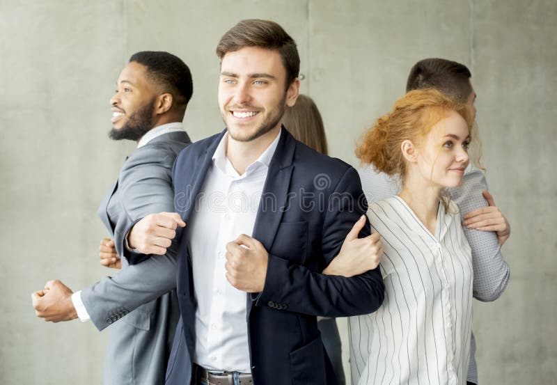 Synergy Concept. Business Team Standing in Circle Back To Back Stock ...