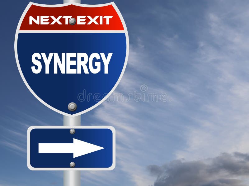 Synergy road sign stock image. Image of effort, collaboration - 4373501