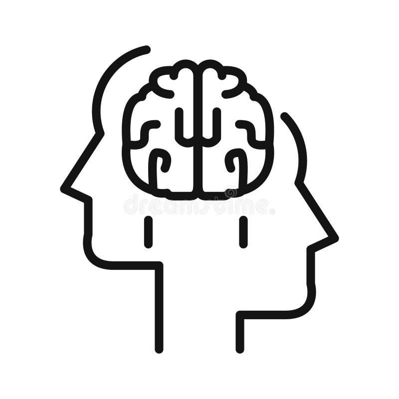 Shared Mind Black and White Icon Illustration Design Stock Vector ...