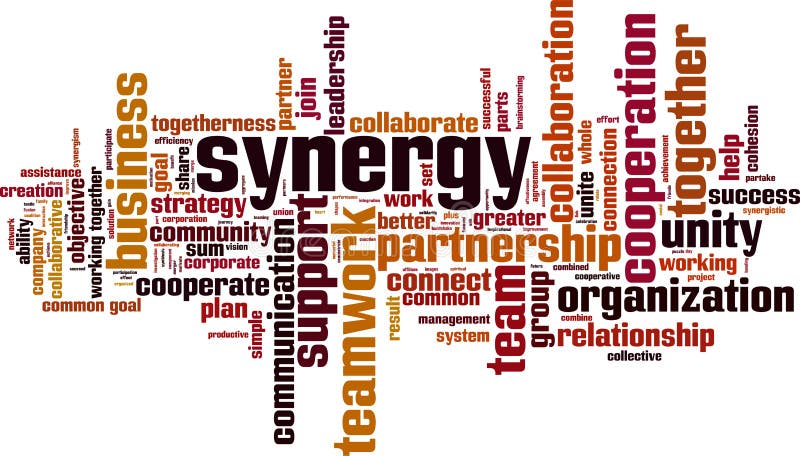 Synergy word cloud stock vector. Illustration of cooperation - 235095625
