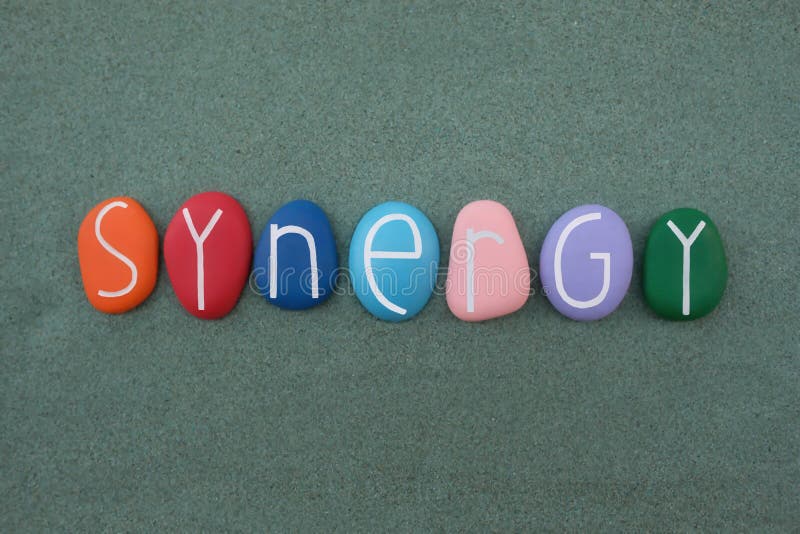 Word Synergy on Blue Background Stock Illustration - Illustration of ...