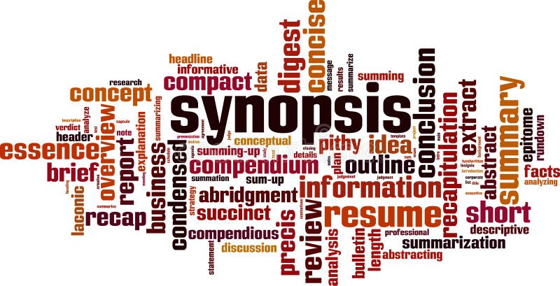 Synopsis word cloud stock vector. Illustration of concise - 233554857