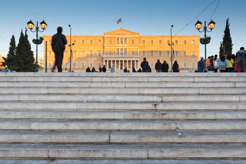 Syntagma square, Athens. editorial photography. Image of evening - 49352237