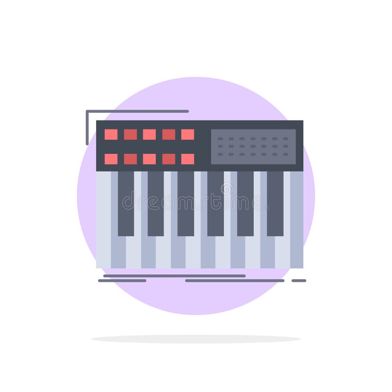 Synth, Keyboard, Midi, Synthesiser, Synthesizer Flat Color Icon Vector ...