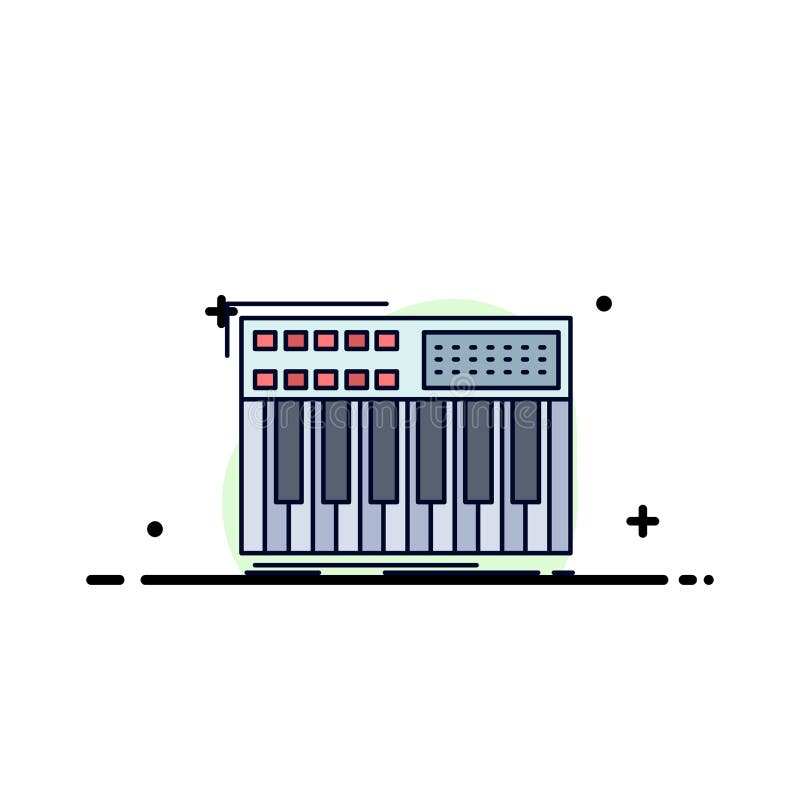 Synth, Keyboard, Midi, Synthesiser, Synthesizer Flat Color Icon Vector ... Synth, Keyboard, Midi, Synthesiser, Synthesizer Flat Color Icon Vector ...