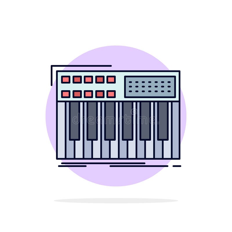 Synth, Keyboard, Midi, Synthesiser, Synthesizer Flat Color Icon Vector ...