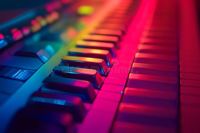 Synth Keys in Neon Lights stock illustration. Illustration of musical ...