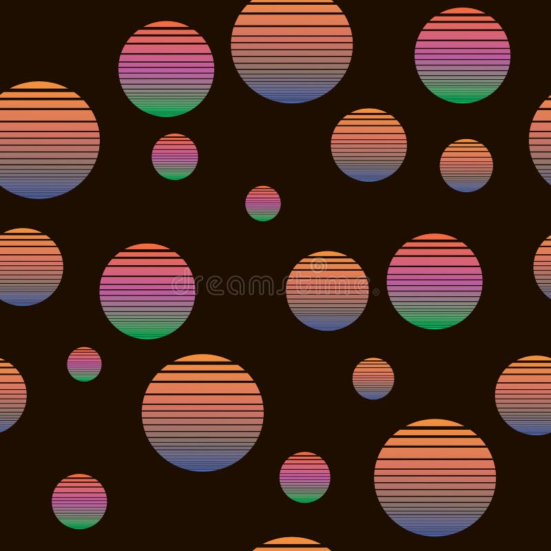 Vapor Wave Vector Seamless Pattern with Suns in Blue and Pink Colors ...
