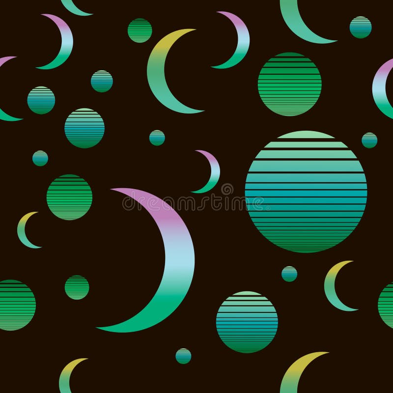 Vapor Wave Vector Seamless Pattern with Suns in Blue and Pink Colors ...