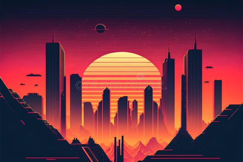 Retro Sunset Beach Design with Palm Trees Logo. Generative Ai Stock ...