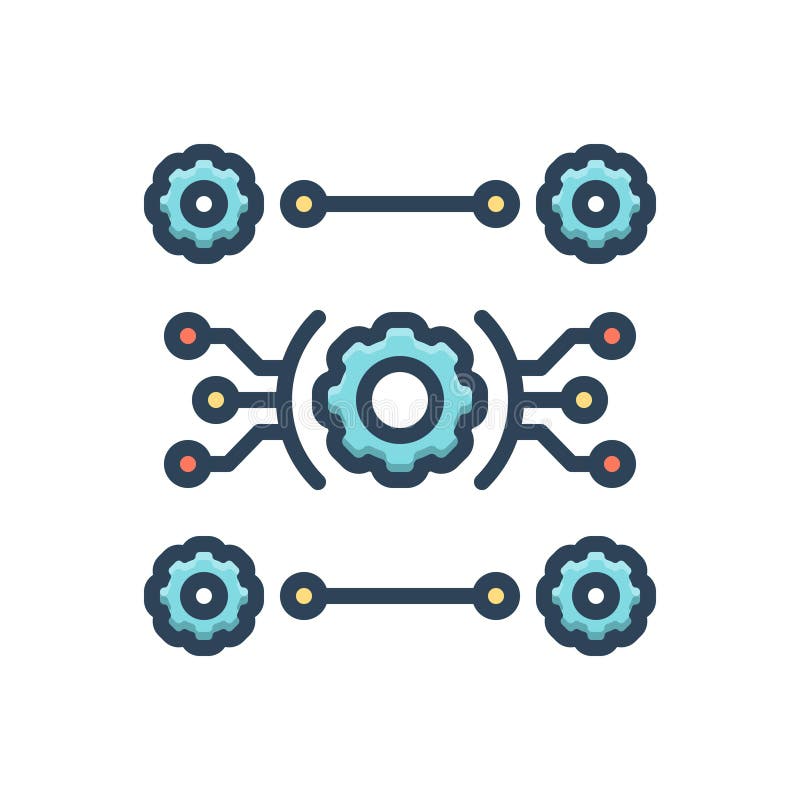 Color Illustration Icon for Synthesis, Agglutination and Gear Stock ...