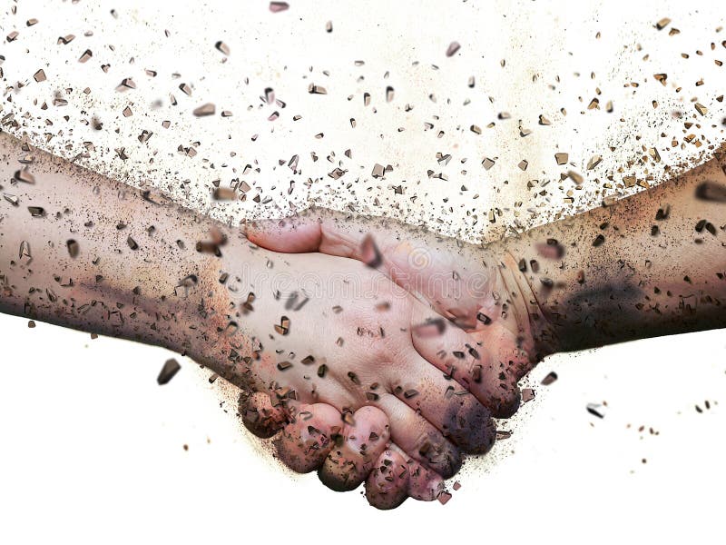 3d Illustration Synthesizing the Effect of an Explosion on a Handshake ...