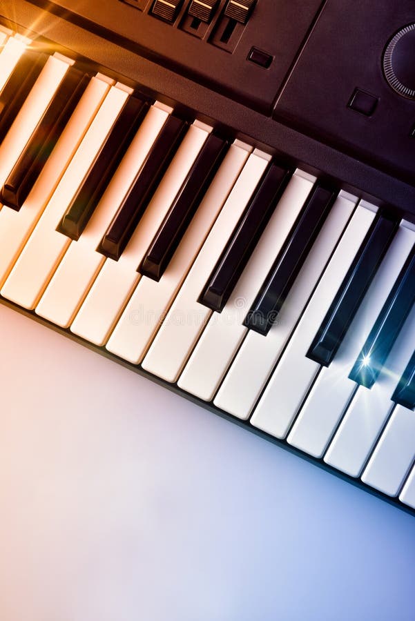 Synthesizer Keyboard with Shine and Blue Red Gradient Top View Stock ...