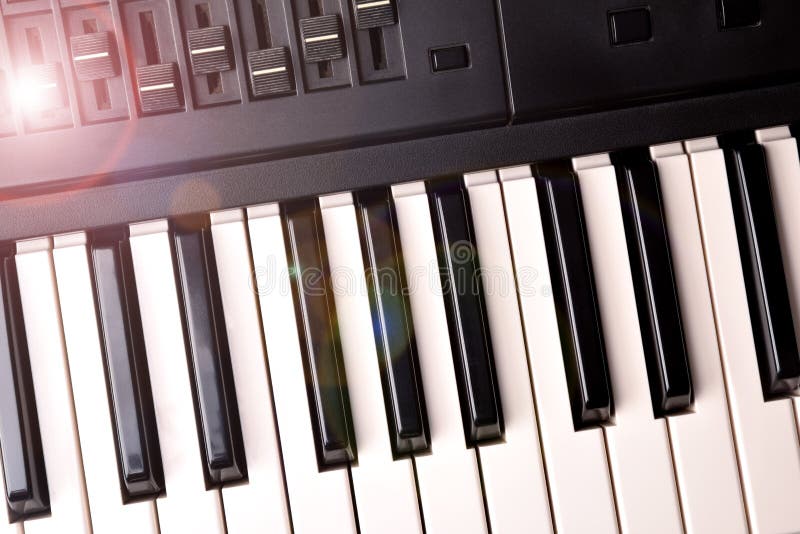 Synthesizer Keyboard with Shine Top View Stock Image - Image of black ...