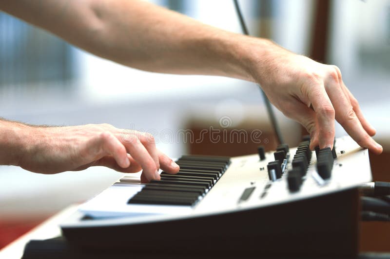 Synthesizer player stock photo. Image of artist, piano - 29030974
