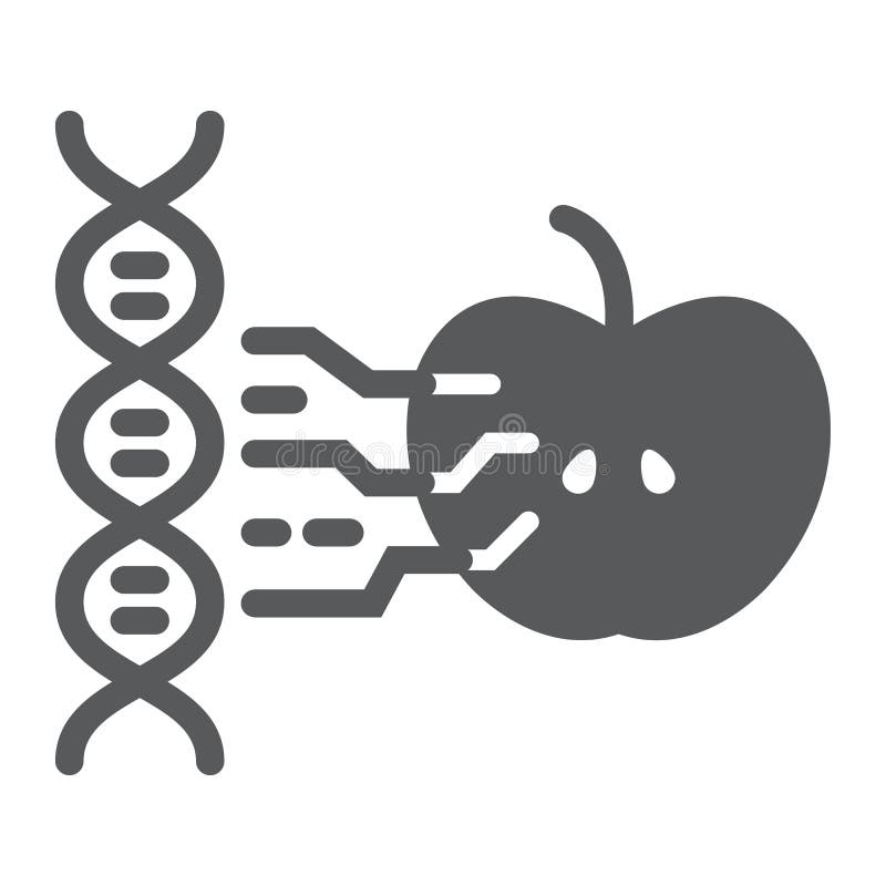 Synthetic Biology Glyph Icon, Technology and Genetic, Dna with Apple ...