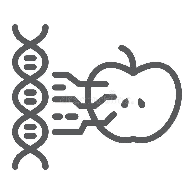 Synthetic Biology Line Icon, Technology and Genetic, Dna with Apple ...