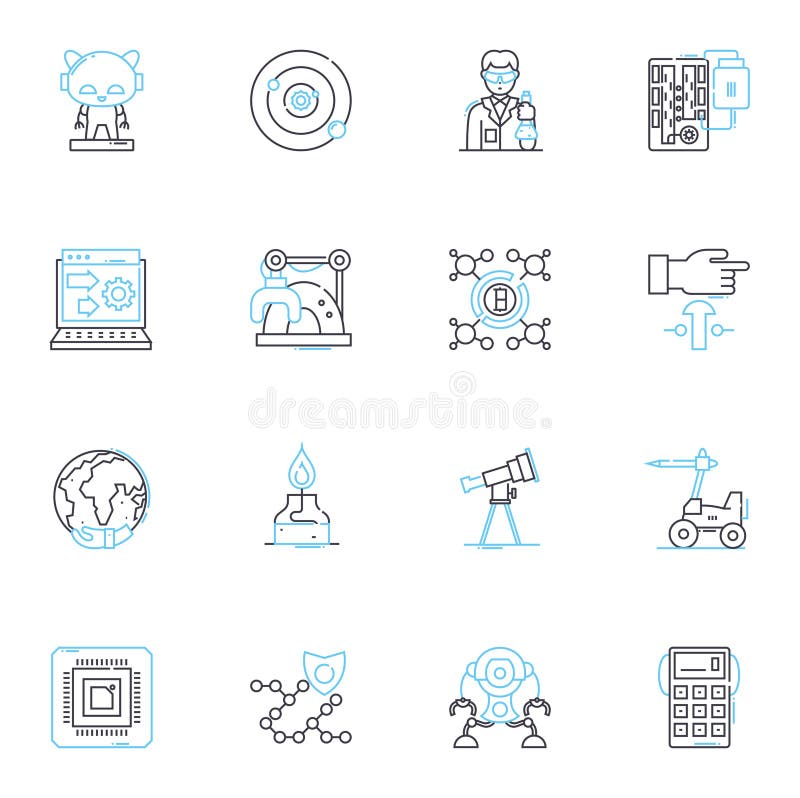 Synthetic Creation Linear Icons Set. Artificial, Constructed, Simulated ... Synthetic Creation Linear Icons Set. Artificial, Constructed, Simulated ...