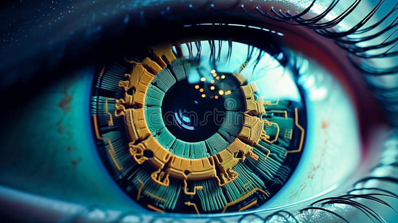 Synthetic Eye Close-up. Generative Ai Technology Stock Illustration - Illustration of order ...