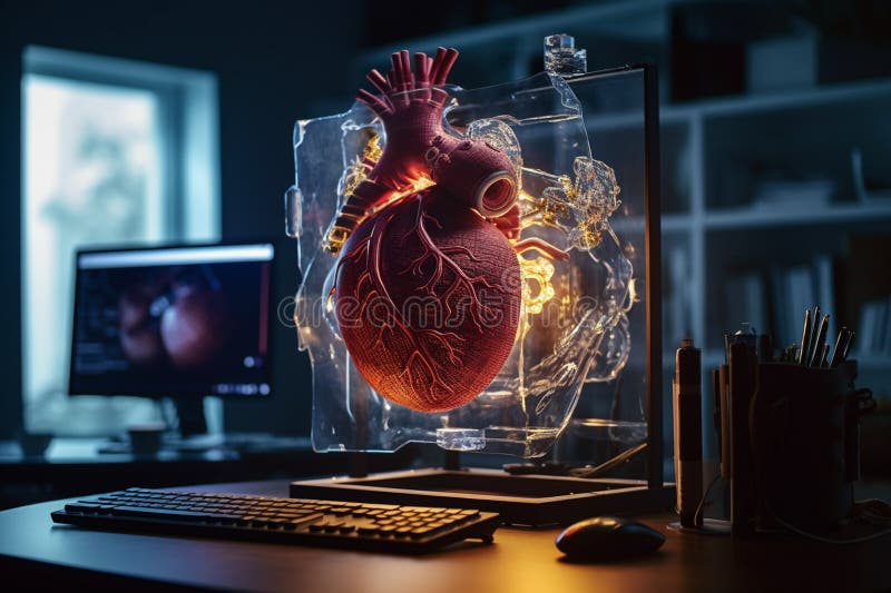 Synthetic Heart in a Science Lab with Generative AI Stock Illustration ...