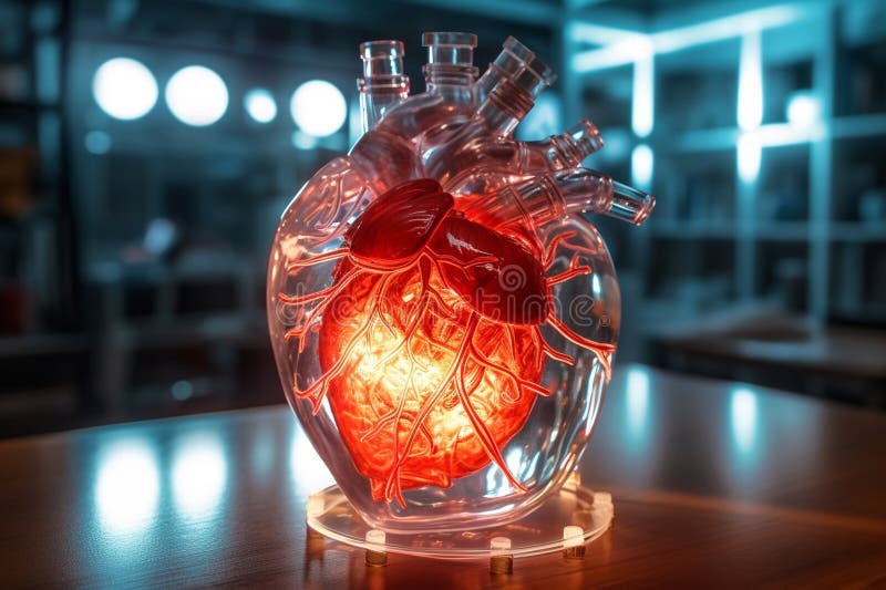 Synthetic Heart in a Science Lab with Generative AI Stock Illustration ...