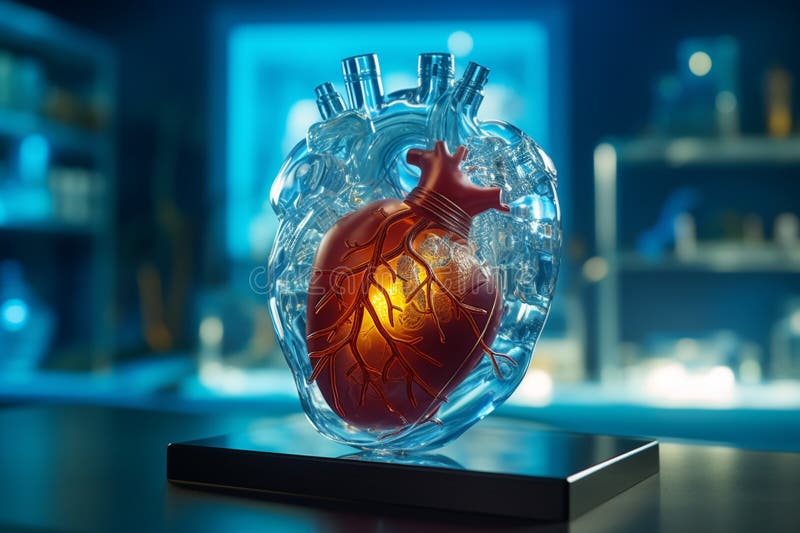 Synthetic Heart in a Science Lab with Generative AI Stock Illustration ...