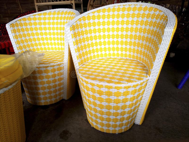 Synthetic Rattan Crafts Table, Chairs Stock Image - Image of table ...