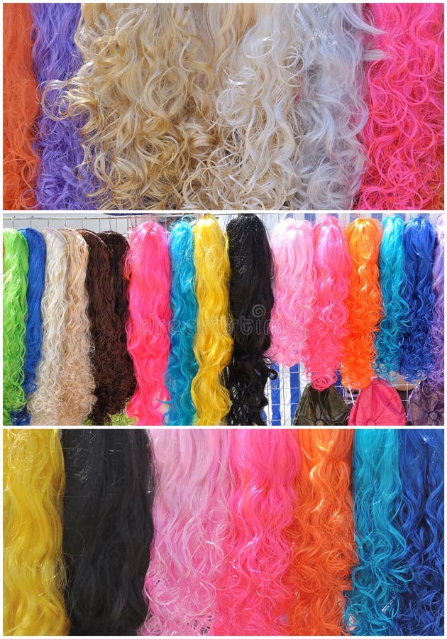 Synthetic Wigs in Different Colors Stock Image - Image of carnival ...