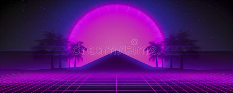Synthwave Aesthetics: Minimalist Retro Background, Generative AI Stock ...