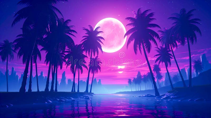 Synthwave Aesthetics: Minimalist Retro Background, Generative AI Stock ...