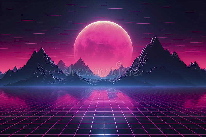 Synthwave Aesthetics: Minimalist Retro Background, Generative AI Stock ...