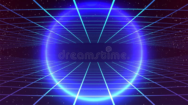 Synthwave Circle Tunnel Retro Background 3d Render Stock Illustration ...