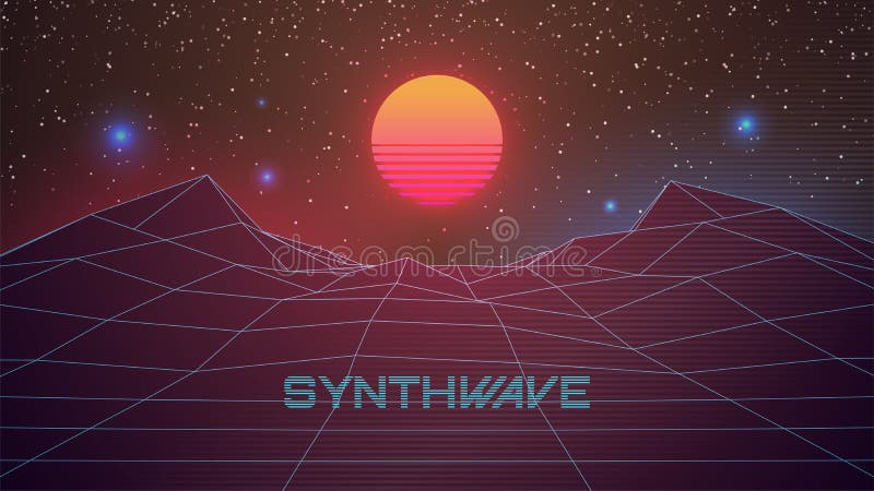 Synthwave Banner Template. 80s Background Stock Vector - Illustration ...