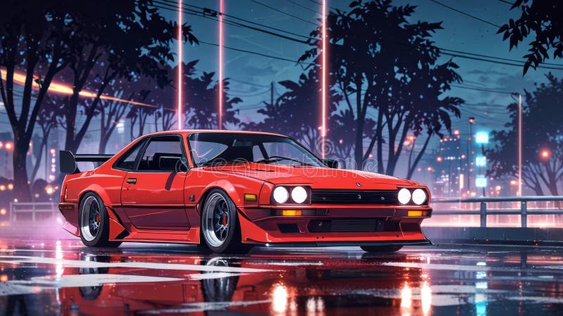 Synthwave Car with Futuristic Retro Wave Vibes - AI Generated Art Stock ...