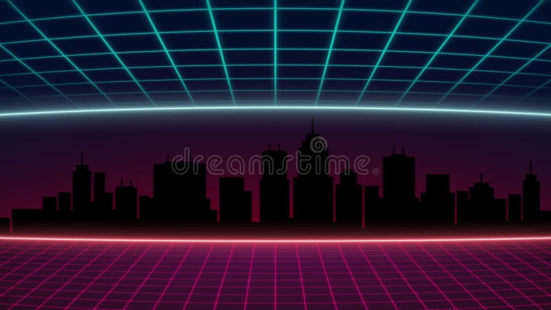 Synthwave City Against Pink Moon, Beautiful Loopable Background ...