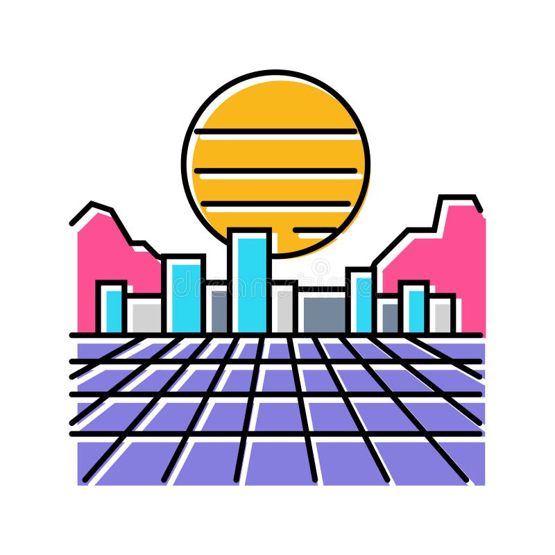 Synthwave Cyberpunk Color Icon Vector Illustration Stock Illustration ...