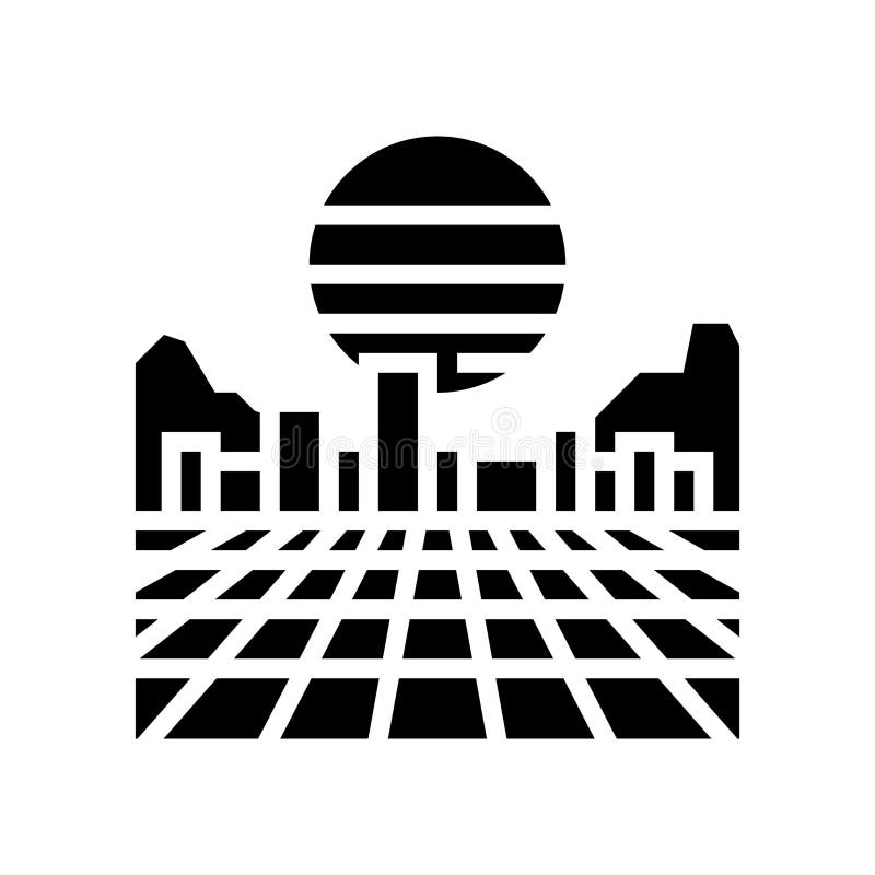 Synthwave Cyberpunk Glyph Icon Vector Illustration Stock Vector ...
