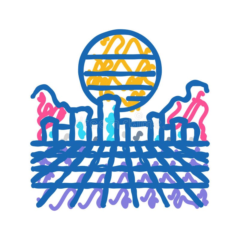 Synthwave Cyberpunk Icon Doodle Illustration Stock Illustration ...
