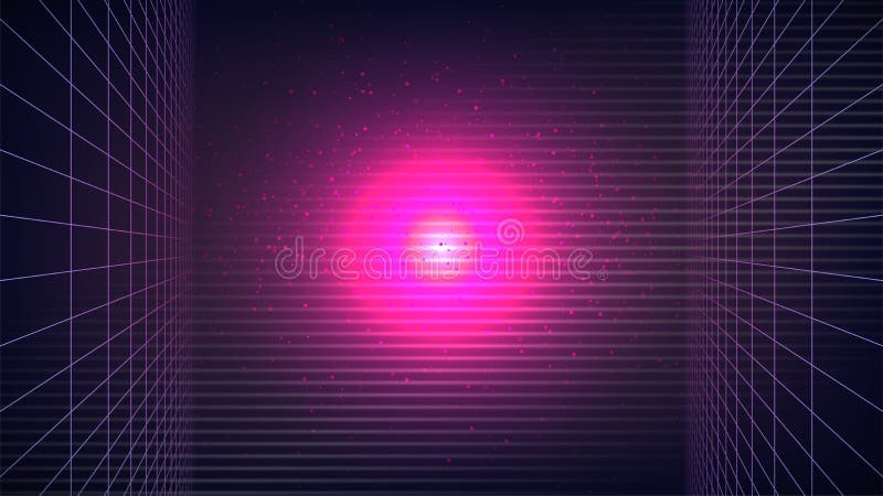 Synthwave Flyer Or Poster Template. Perspective Grids Stock Vector ...