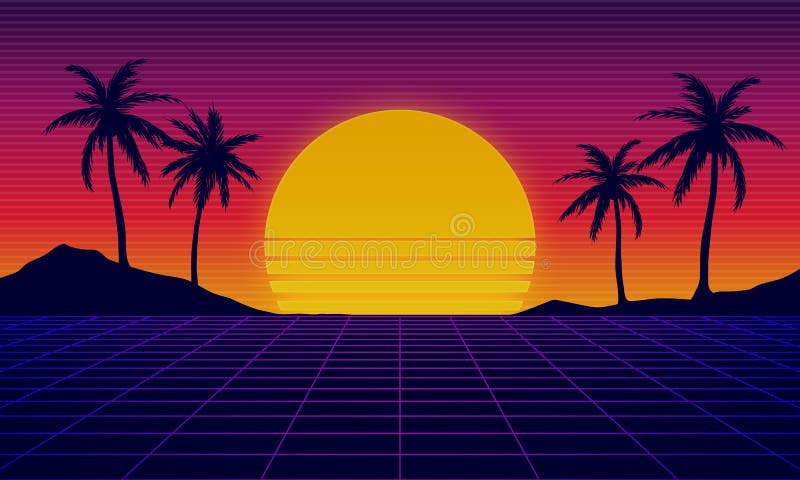 Synthwave Landscape Vector Abstract Graphic Stock Vector - Illustration ...