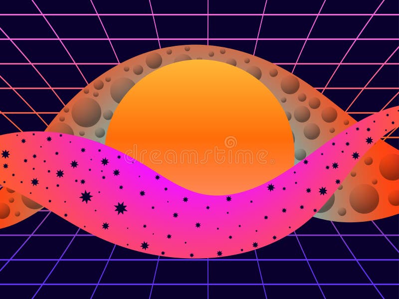 Synthwave Pattern, Cyber Space. Laser Grid and Liquid Wave. Gradient ...