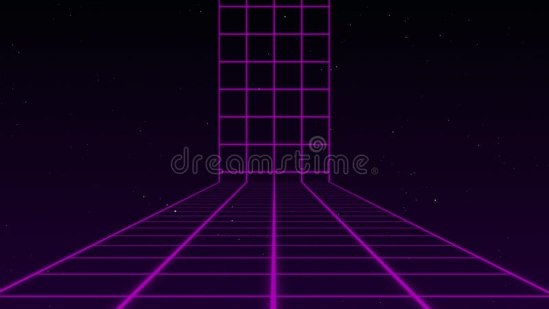 Synthwave Purple Grid Background Loop Stock Footage - Video of element ...