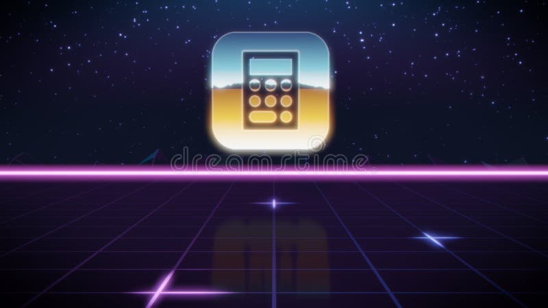 Synthwave Retro Design Icon of App Calculator Stock Illustration ...