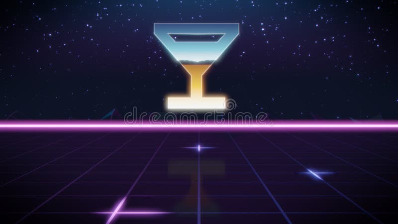 Synthwave Retro Design Icon of Cocktail Stock Illustration ...