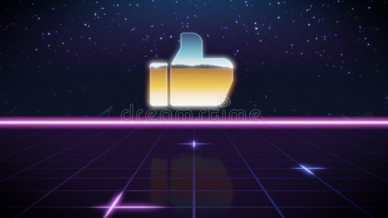 Synthwave Retro Design Icon of Like Stock Illustration - Illustration ...