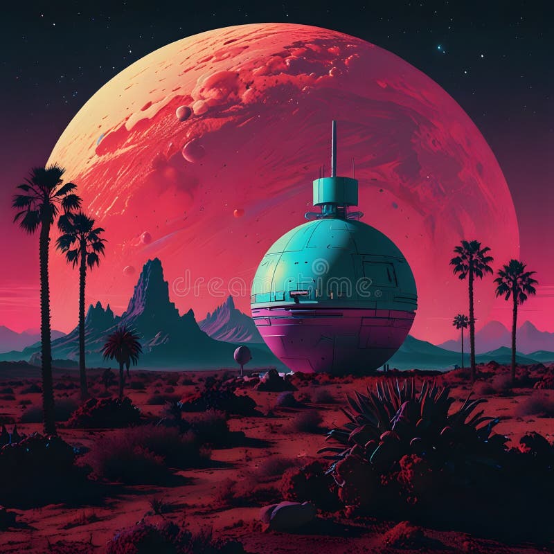 A Synthwave Retro-futuristic Vintage Artwork Stock Illustration ...
