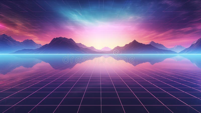 Synthwave and Retrowave Background Template. Waporwave Horizontal ...